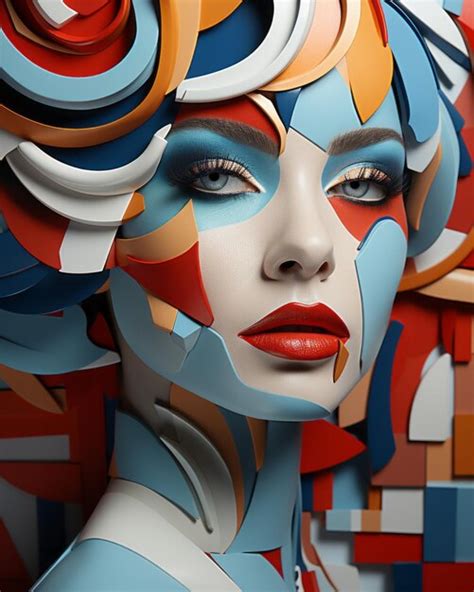 Premium Ai Image A Woman With Colorful Geometric Makeup