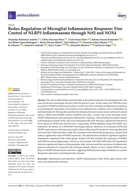 Pdf Redox Regulation Of Microglial Inflammatory Response Fine