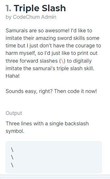 Solved 1 Triple Slash By Codechum Admin Samurais Are So