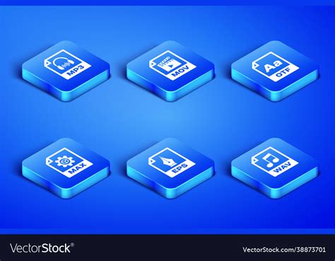 Set Wav File Document Mp Eps Max Mov And Otf Vector Image