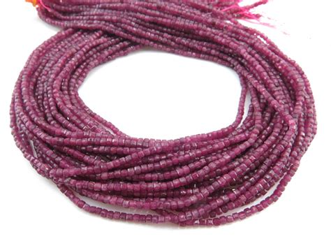 Aa Ruby Faceted Cube Beads 25mm ~ 155 Strand