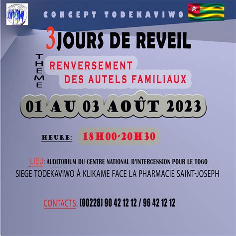 3 Jours De Reveil Spirituel Mois DaoÛt 2023 Todekaviwo