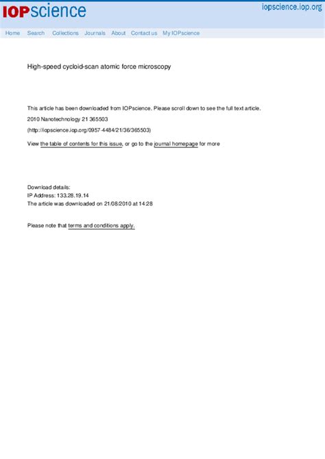 Pdf High Speed Cycloid Scan Atomic Force Microscopy