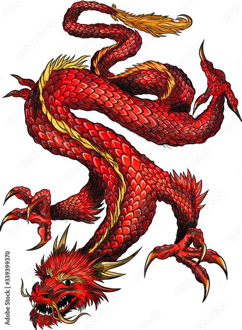 Red Traditional Chinese Dragon Symbol Stock Vector Adobe Stock