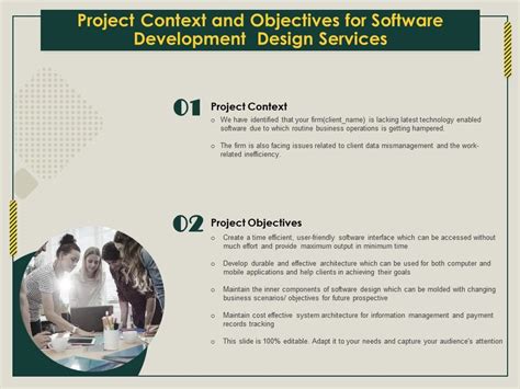 project context and objectives for software development design services