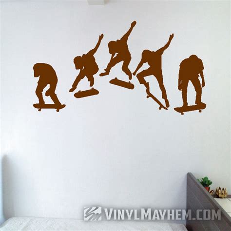Skateboard Kick Flip Sequence Silhouette Vinyl Sticker Wall Decals