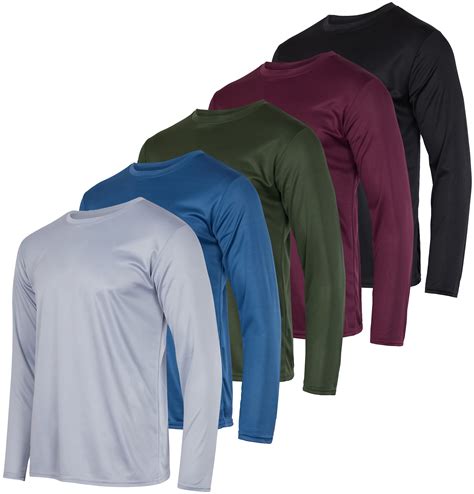 Real Essentials 3 And 5 Pack Mens Mesh Quick Dry Athletic Long Sleeve T
