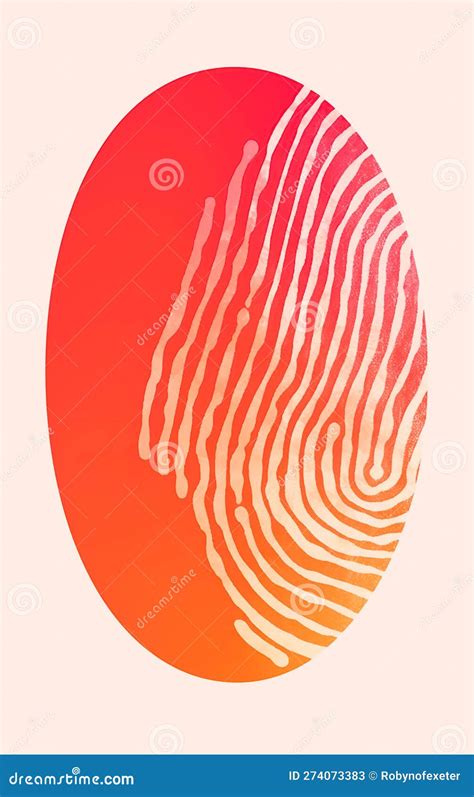 Abstract Silhouette Of A Partial Fingerprint In A Screen Print Style