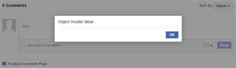 Php Facebook Comments Plugin Return An Error Object Invalid Value Stack Overflow