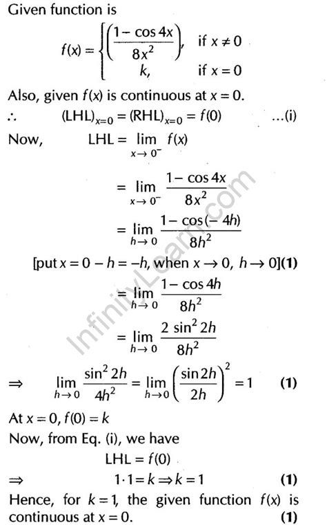 Important Questions For Class 12 Maths Chapter 5 Continuity And