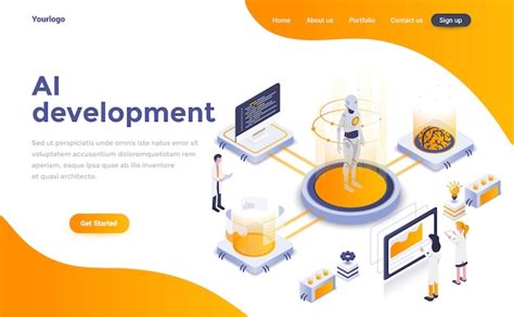 Premium Vector Ai Development Isometric Landing Page