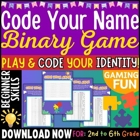Code Your Name Binary Code Activity Unplugged Coding Binary Code