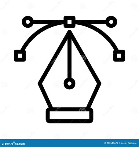Pen Shaped Bezier Tool Icon With Vector Curves For Drawing Graphic Designs Stock Vector