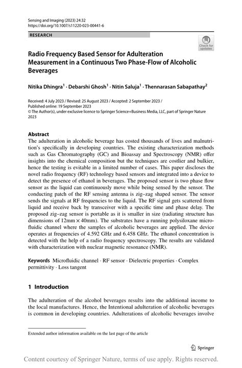 Radio Frequency Based Sensor For Adulteration Measurement In A
