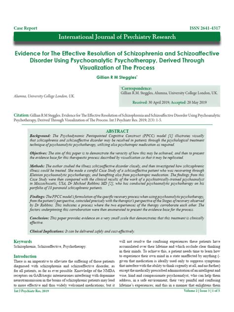 Evidence For The Effective Resolution Of Schizophrenia And
