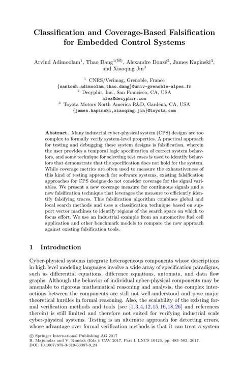 Pdf Classification And Coverage Based Falsification For Embedded