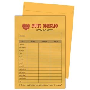 Envelope para Dízimo e Ofertas personalizado
