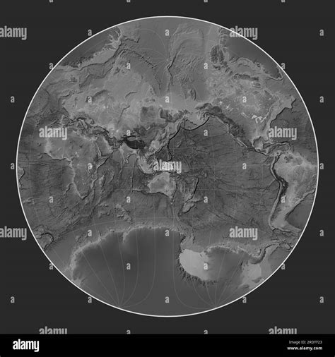 Caroline Tectonic Plate On The Grayscale Elevation Map In The Lagrange Oblique Projection