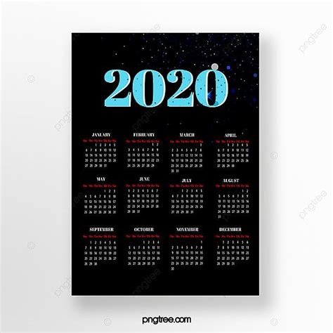 흑인 미니멀리즘 2020 달력 일러스트 포스터 템플릿 Psd 다운로드 디자인 자료 다운로드 Calendar Calendar Poster Poster