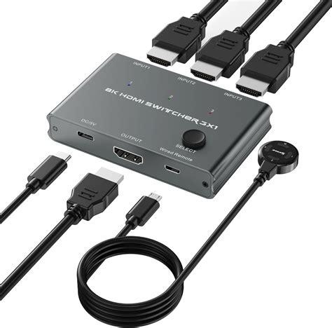 Corsahd 8k 60hz Hdmi 2 1 Switch 4x1 4k 120hz 48gbps Hdcp 2 3 Arc Vrr Cec Hdmi