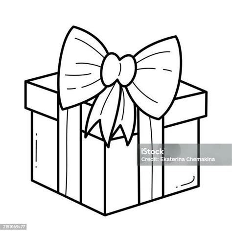 아이들을 위한 선물 상자 색칠하기 책 색칠 공부 페이지 흑백 흑백 그림입니다 어린이 그림입니다 0명에 대한 스톡 벡터 아트 및