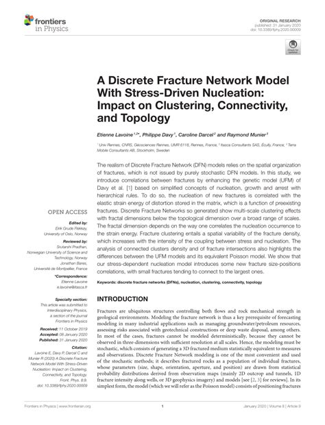 Pdf A Discrete Fracture Network Model With Stress Driven Nucleation Impact On Clustering