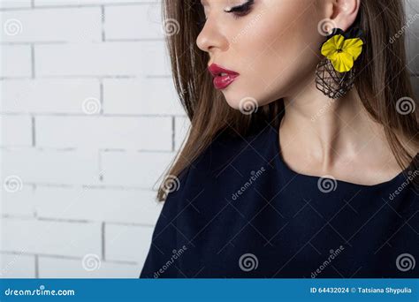 Beautiful Elegant Fashionable Woman With Bright Evening Make Up With