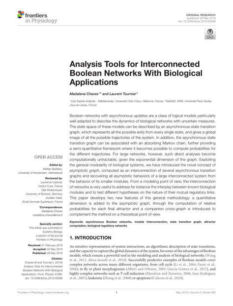 Pdf Analysis Tools For Interconnected Boolean Networks With
