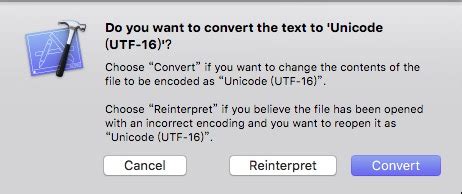Xcode UTF 16 LE Byte Order Mark Detected Stack Overflow