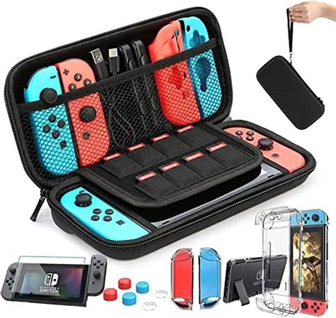 قاب سوئیچ Heystop سازگار با سوئیچ نینتندو، کیت لوازم جانبی 9 در 1 با کیف حمل، قاب محافظ قابل