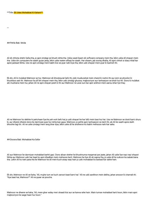 Sad Love Story Pdf