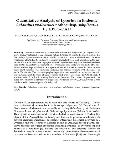 2013 Gxvalentinei Hplc Acta Chrom Pdf Detection Limit High