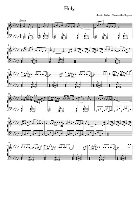 Holy Arr Justin Bieber Feat Chance The Rapper Sheet Music Justin