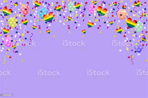 프라이드의 달 배경 Lgbtq 프라이드 플래그 색상 무지개 하트가 있는 벡터 배너입니다 자부심의 달의 상징 6월 지원 복사 공간 심장 색종이 무지개에 대한 스톡 벡터 아트