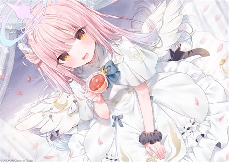 Wings Bow Tie Hairbun Pink Hair Drink Misono Mika Blushing