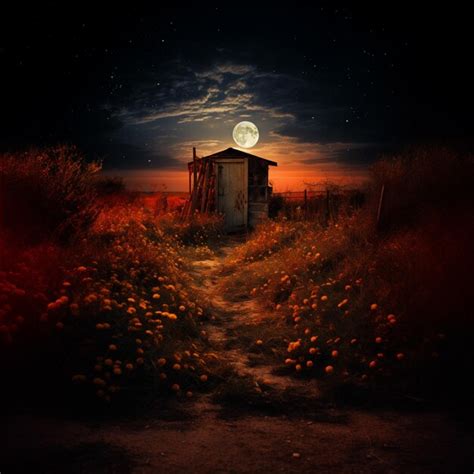 Premium Ai Image There Is A Small Shack In The Middle Of A Field With Flowers Generative Ai