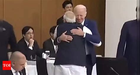 Modi PM Modi Shares Hug With US President Biden At G Summit In Japan India News Times Of India