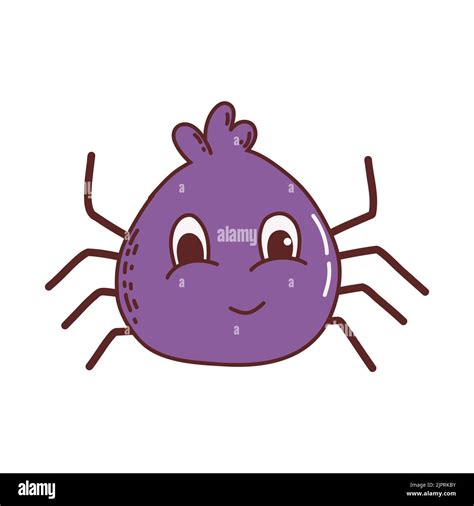 Funny Spider Halloween Element Trick Or Treat Concept Vector Illustration In Hand Drawn Style