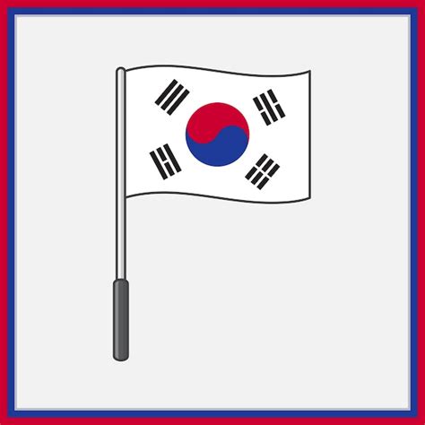한국 국기 만화 벡터 일러스트 레이 션 한국 플랫 아이콘 개요의 국기 프리미엄 벡터