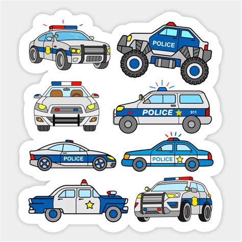 Police Cars Sticker Police Car Printable Police Car Set Blue Police