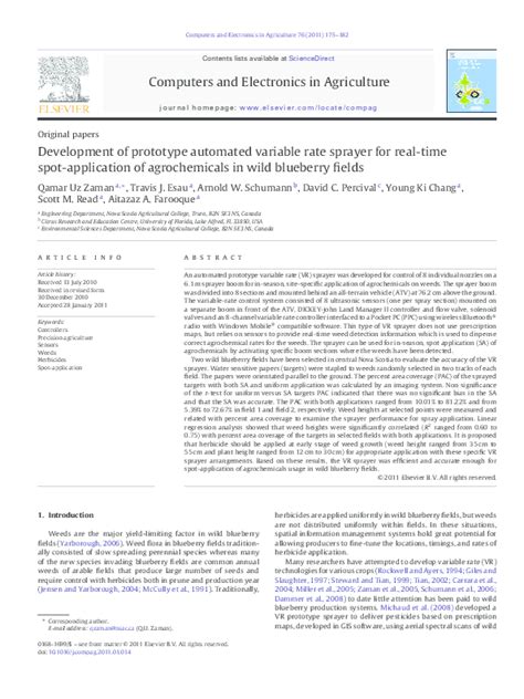 Pdf Development Of Prototype Automated Variable Rate Sprayer For Real Time Spot Application Of