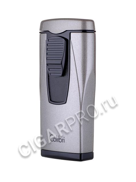 Зажигалка сигарная Colibri Monaco (тройное пламя), серый металлик ...