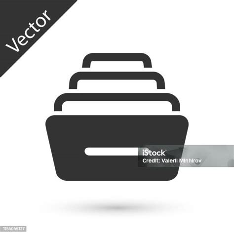 흰색 배경에 고립 된 문서 아이콘 회색 서랍 보관 서류 서랍 파일 캐비넷 서랍 사무용 가구 벡터 일러스트 가구에 대한 스톡 벡터