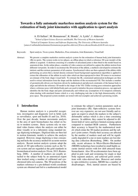 pdf towards a fully automatic markerless motion analysis system for