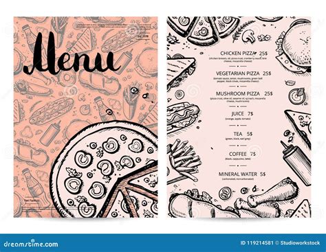 Hand Drawn Restaurant Menu Design Stock Illustration Illustration Of