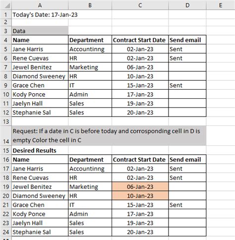 Conditional Formatting Request Format The Cell If The Date Is In Past