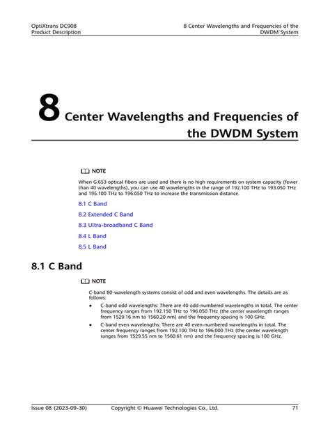 01 08 Center Wavelengths And Frequencies Of The Dwdm System Pdf