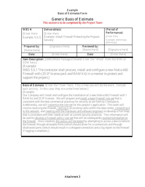 Sample Generic Basis Of Estimate Form Fill Out Sign Online And