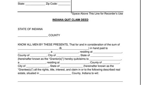 Allen County Indiana Quit Claim Deed Form