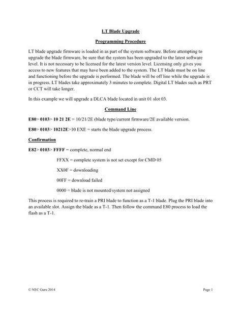 Lt Blade Upgrade Nec Tek Help